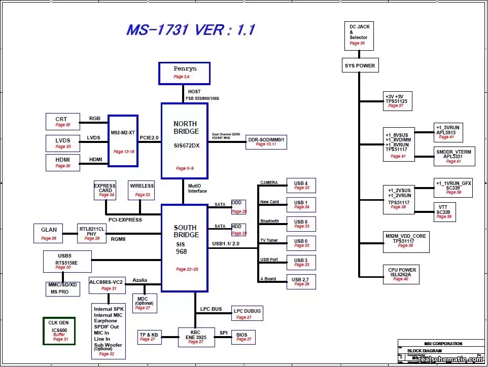 Schematic boardview MSI CX700 MS-1731