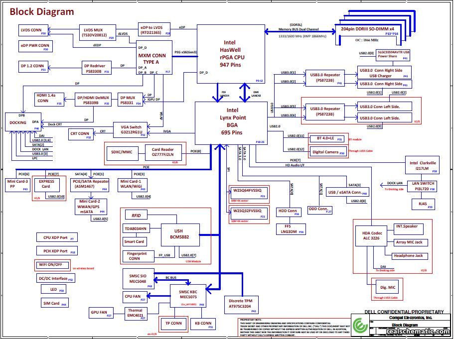 Schematic boardview Dell Precision M4800 PCB: LA-9771P